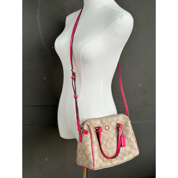 Coach | Bags | Coach Peyton Signature Bennett Mini Satchel Handbag Crossbody Bag Canvas Leather ...